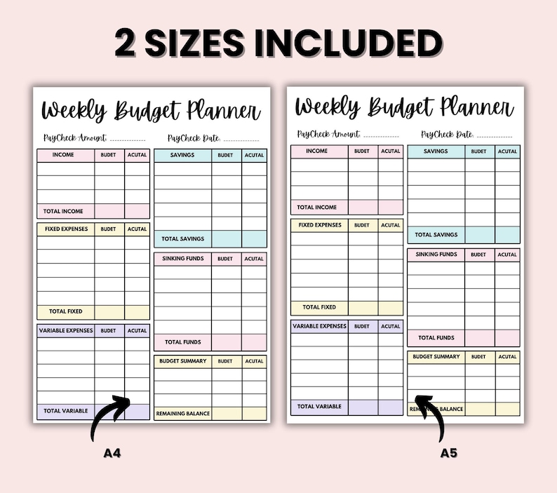 Weekly Budget Planner Printable, Weekly Budget Template, Weekly Budget ...