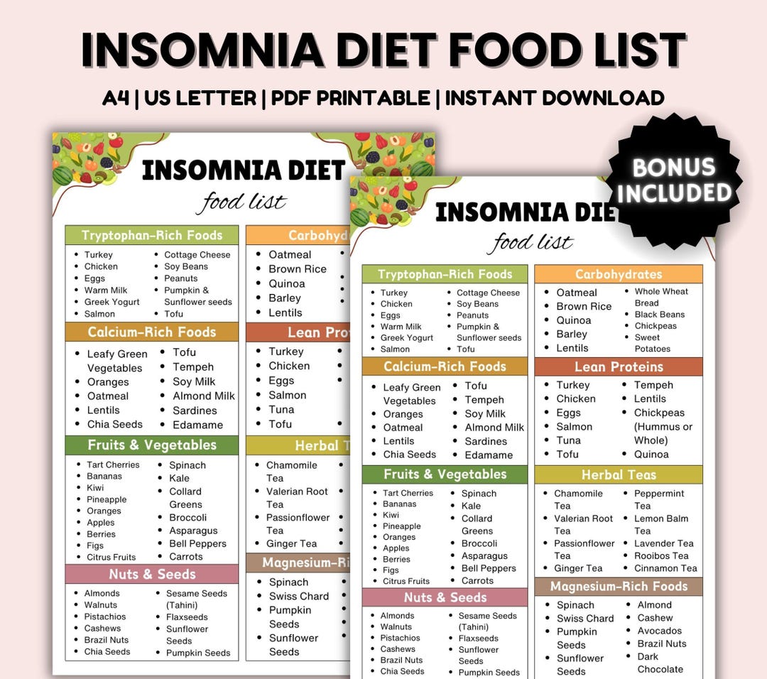 Insomnia Food List, Better Sleep Quality Meal Plan, Healthy Diet Chart ...