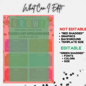 Editable Teacher Appreciation Week Itinerary Poster Template, Spring ...