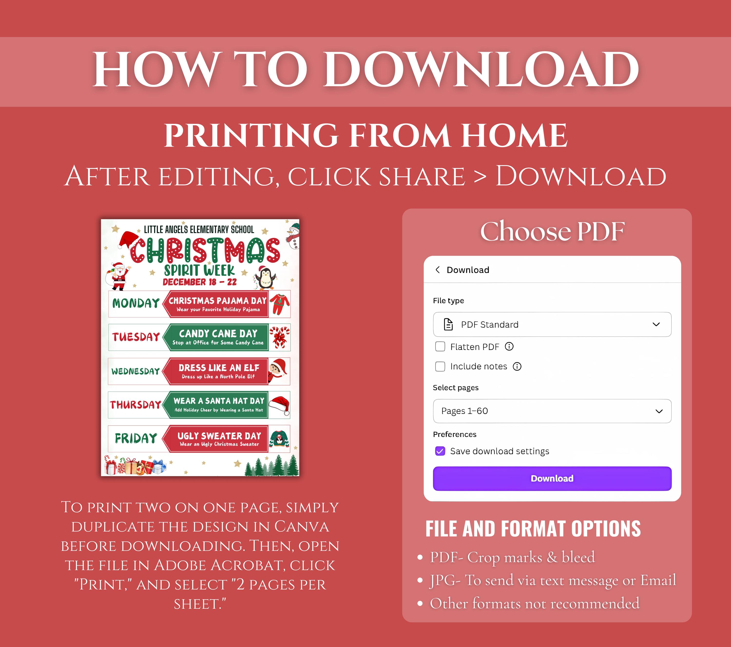 Holiday School Spirit Week Flyer Editable, Winter Spirit Week, December ...