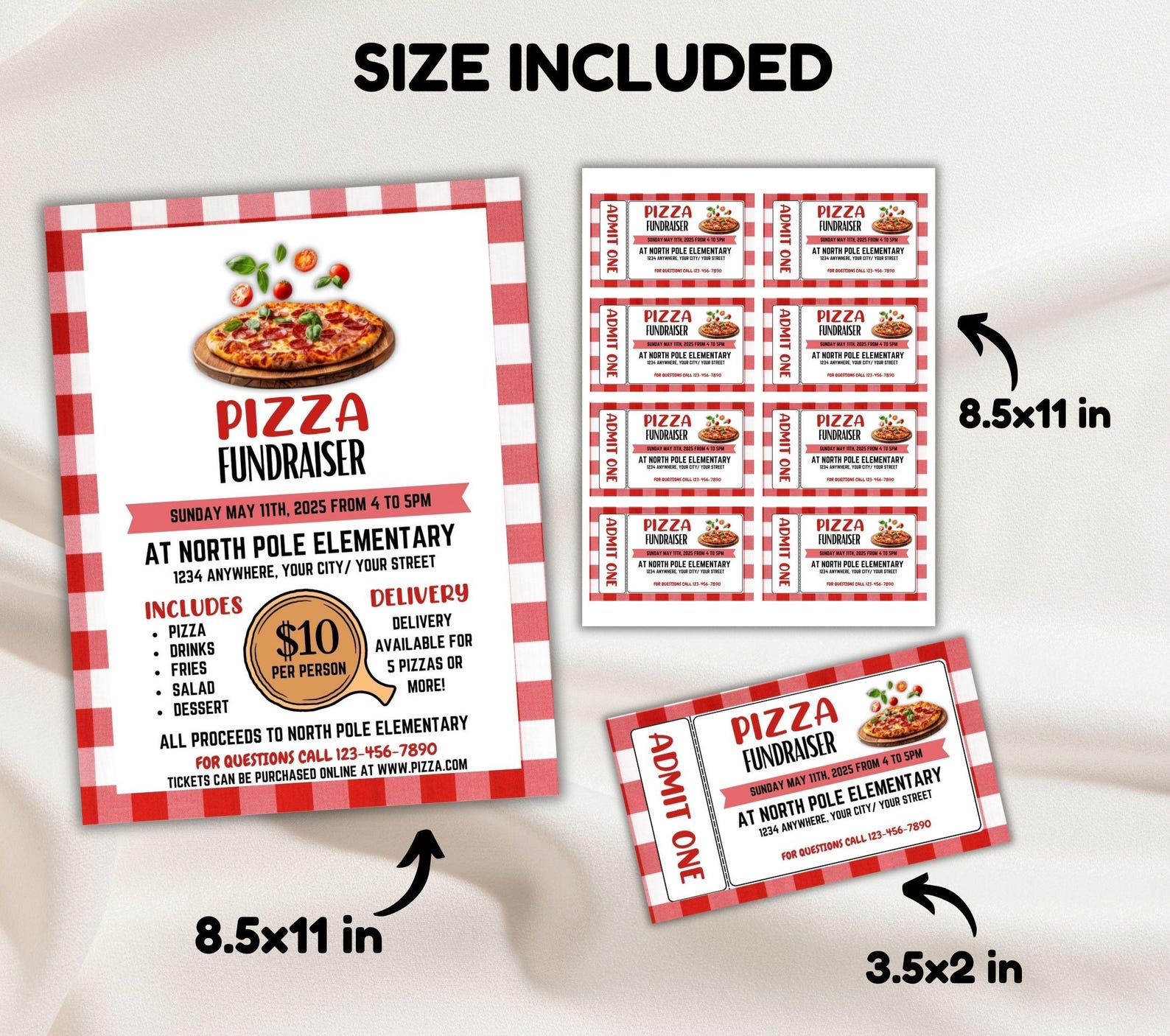 Editable Pizza Dinner Fundraiser Flyer Template, PTA PTO School Church ...