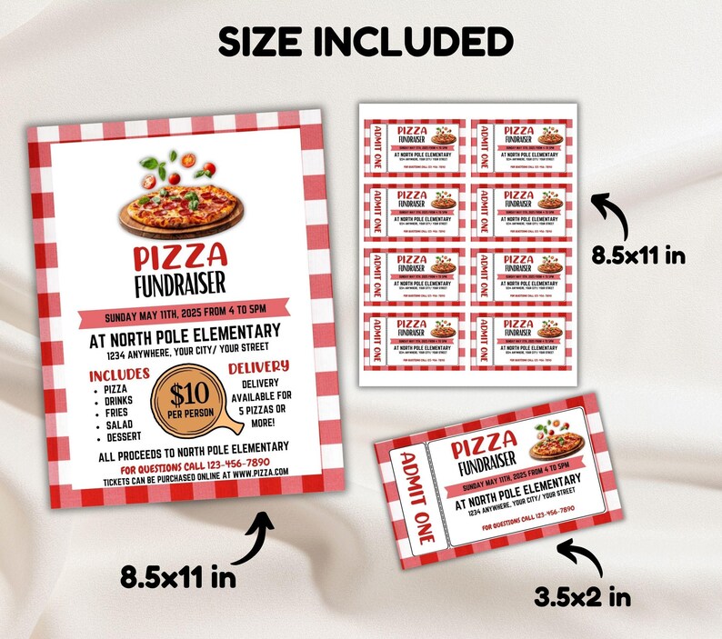 Editable Pizza Dinner Fundraiser Flyer Template, PTA PTO School Church ...