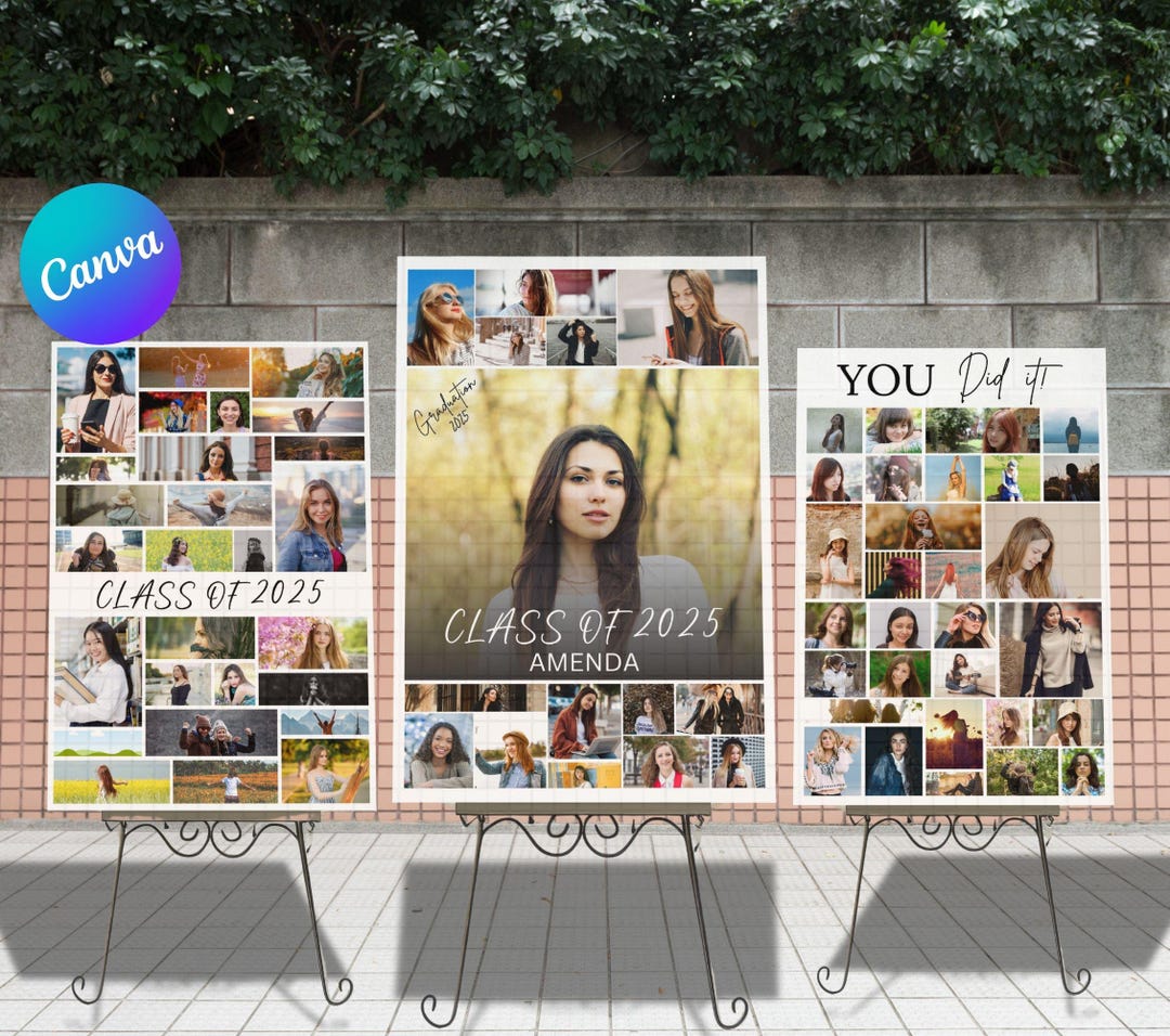 Graduation Photo Collage Template Canva, Graduation Welcome Sign ...