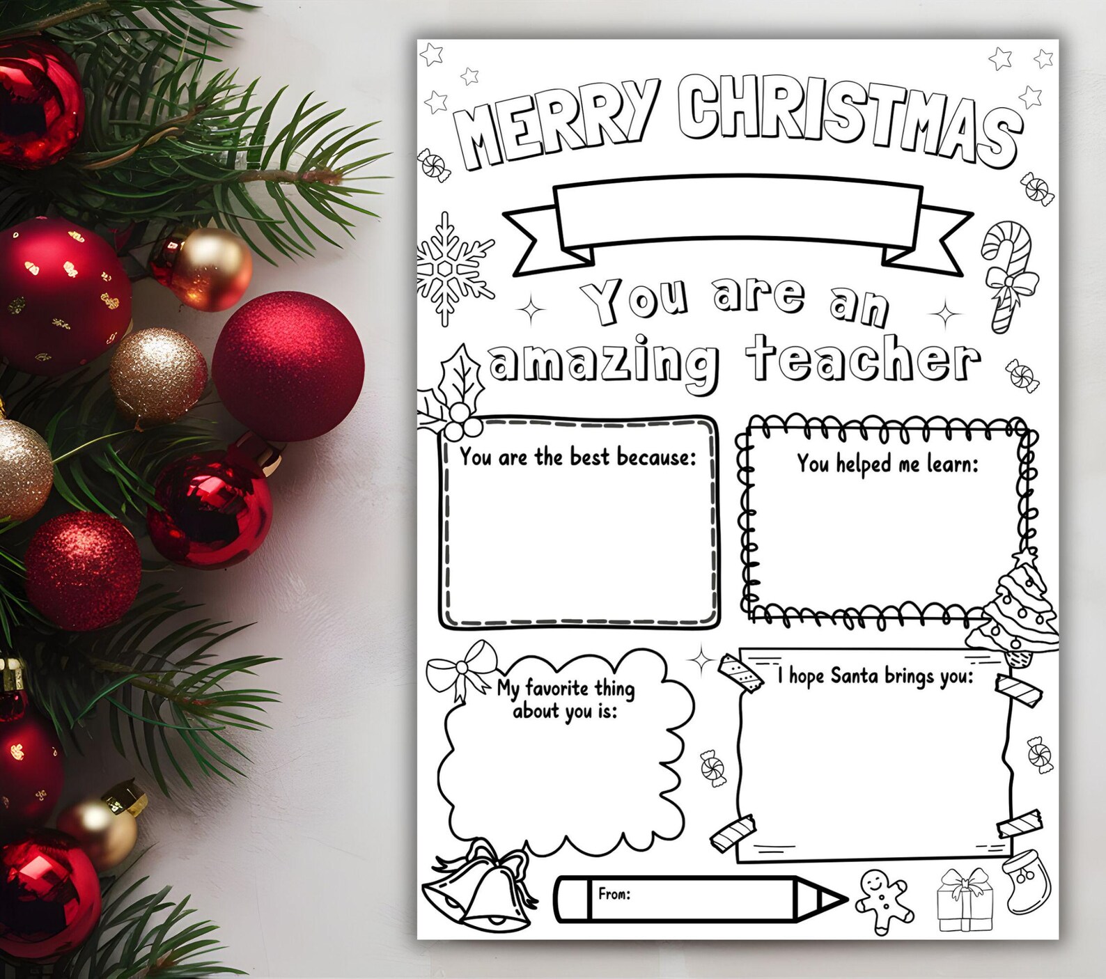 Teacher Christmas Gifts Printable, Teacher Appreciation Gift, Teacher ...