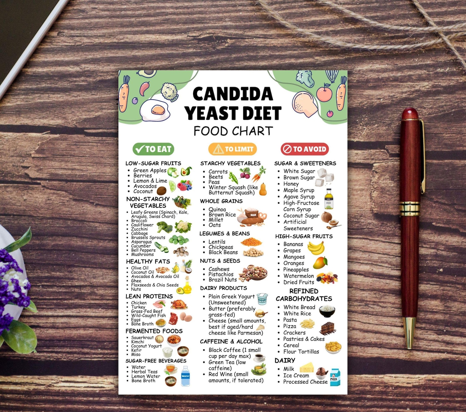 Candida Yeast Diet Food List on Low Sugar and Low Carb Diet, Gluten ...
