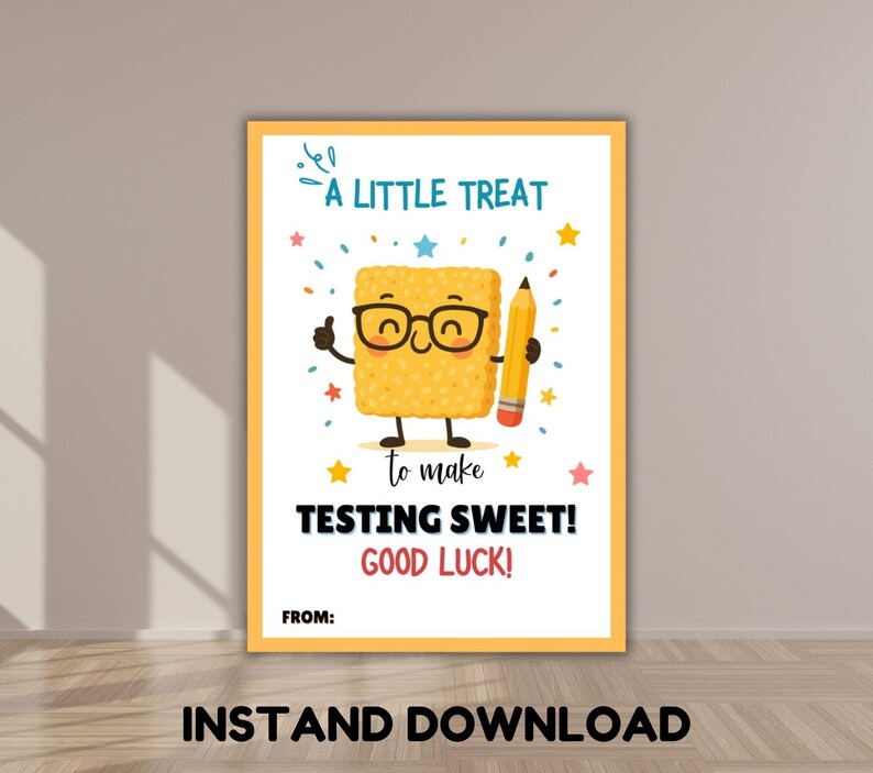 Crispy Rice Treats Good Luck Gift Tag Printable, Testing Day Snack Tag ...