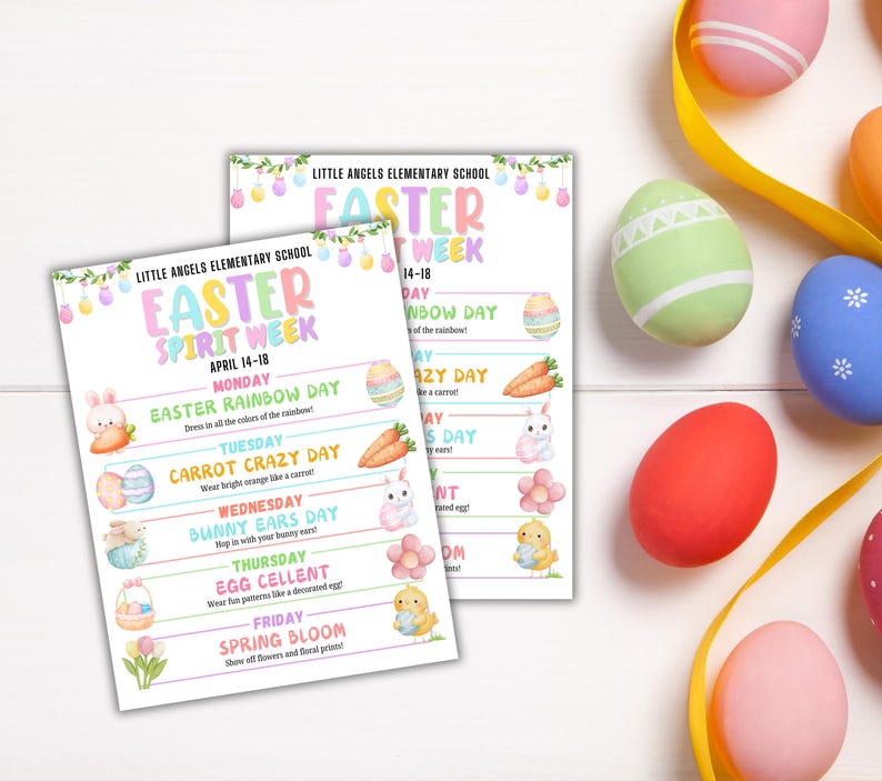 Easter School Spirit Week Flyer Template - Editable Design - Etsy UK