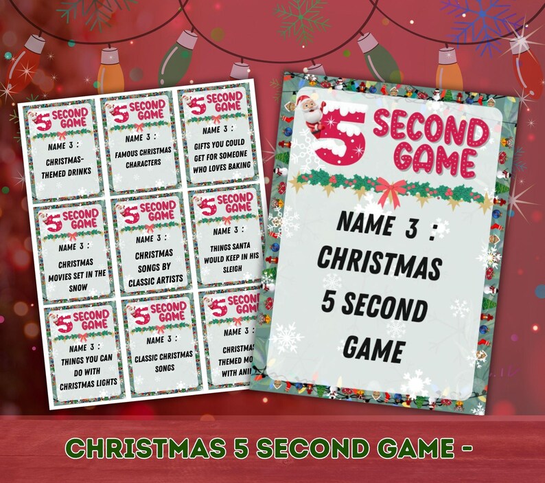 5 Second Christmas Game Printable, Christmas Games, Christmas Activity ...