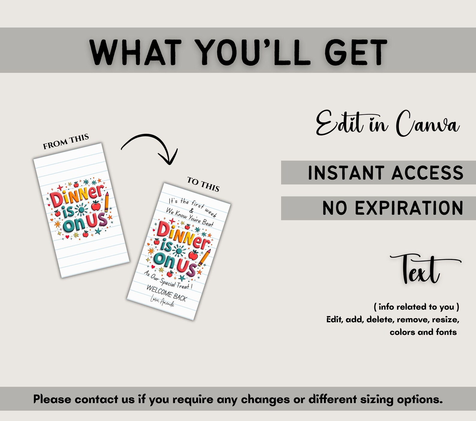 Dinner is on Us Teacher Appreciation Gift Tag Template, Printable First ...