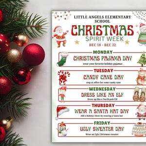 Holiday School Spirit Week Flyer Editable, Winter Spirit Week, December ...