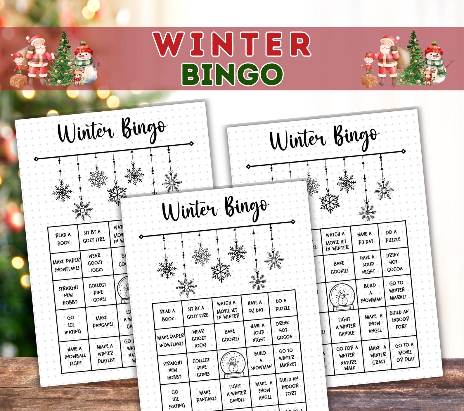 Winter Bingo Game Printable, Winter Bingo Cards, Winter Games, Winter ...