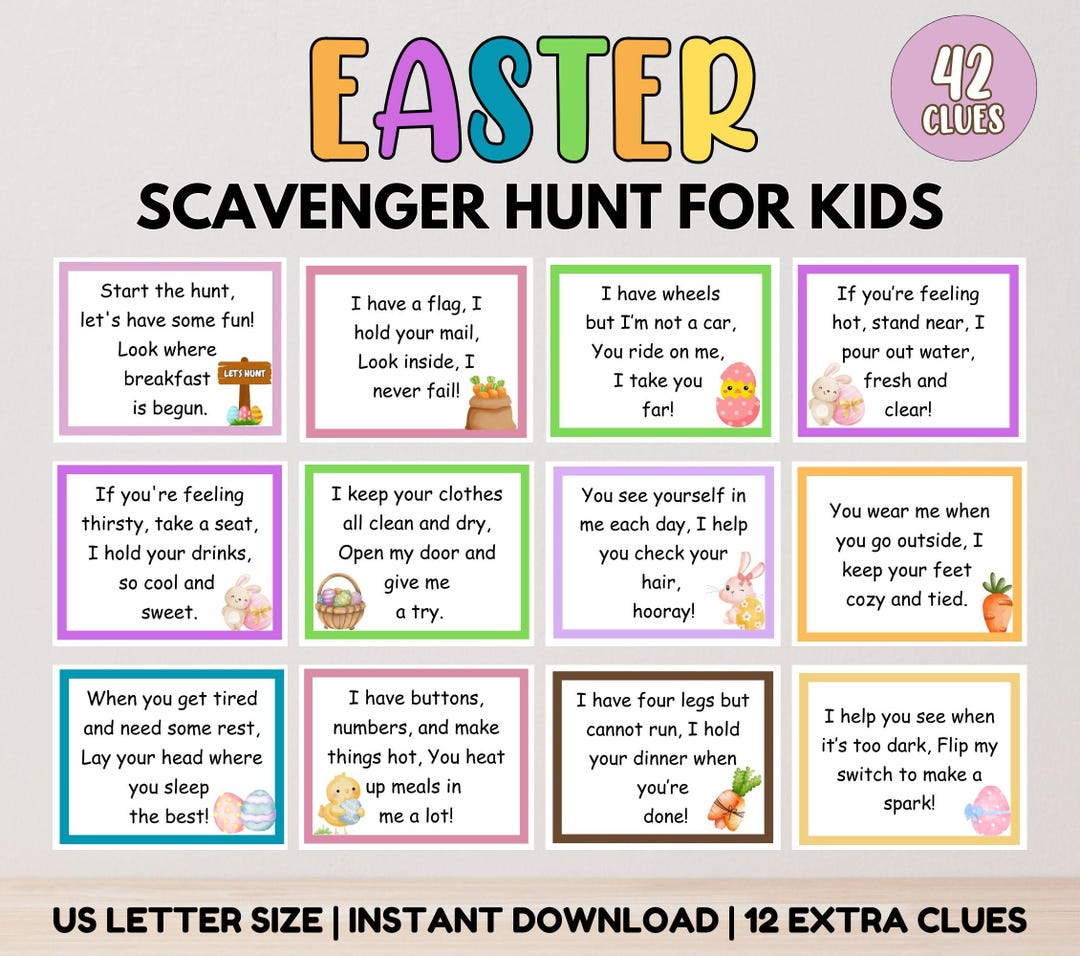 Kids Easter Scavenger Hunt Printable, Indoor Outdoor Easter Game ...