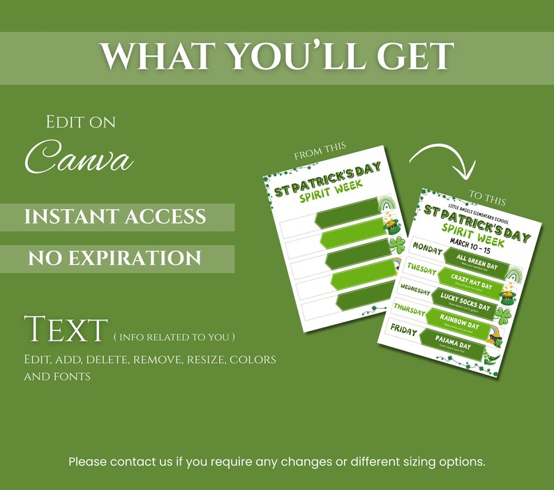 Editable St.patricks School Spirit Week Flyer Template, St. Patty's PTA ...