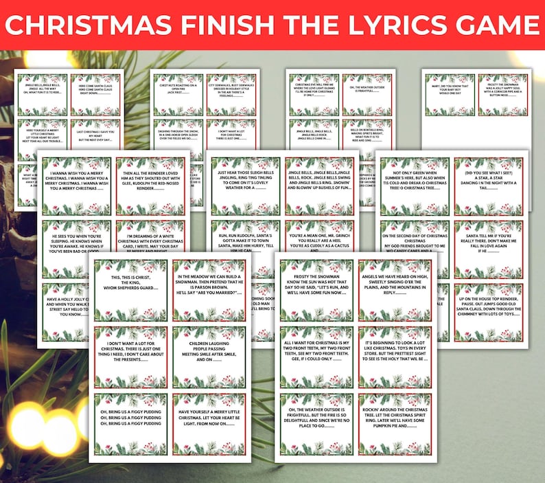 Christmas Carol Finish the Lyric Game, Christmas Song Trivia Game ...