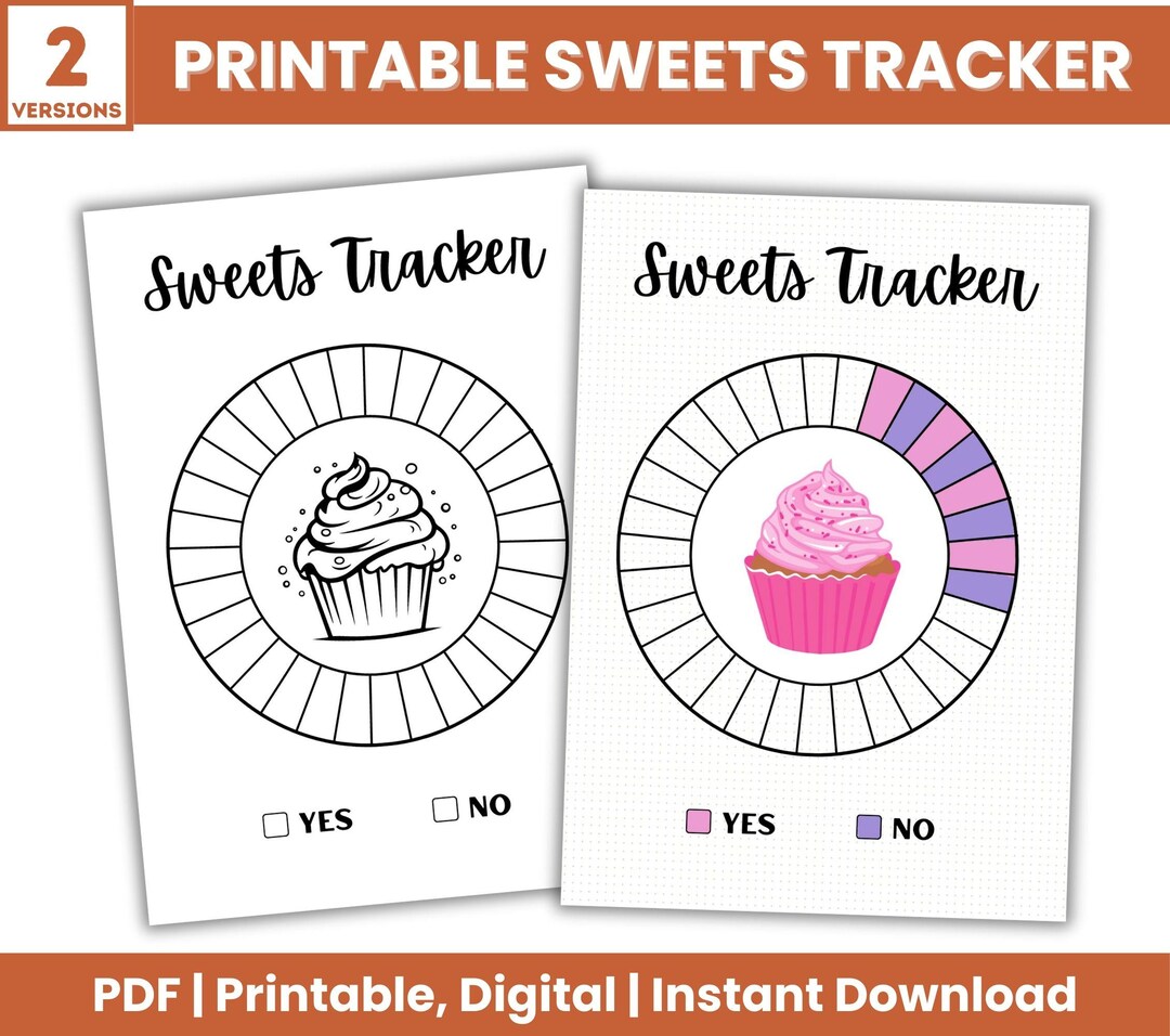 Sweets Tracker Printable, Health Challenge Tracker, Junk Food Tracker ...