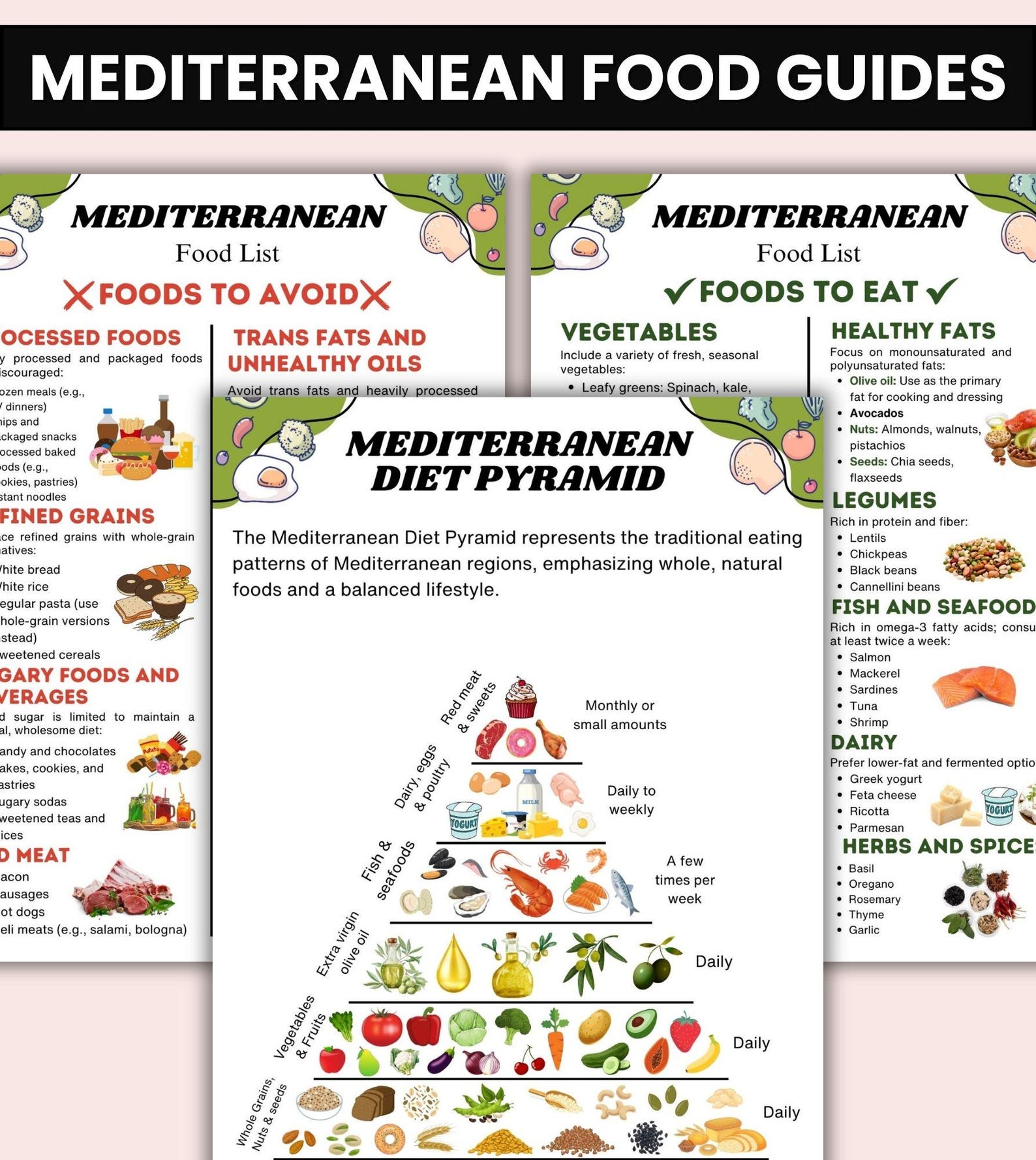 Mediterranean Diet Meal Plan Bundle, Food List, Grocery List (PDF) - Etsy