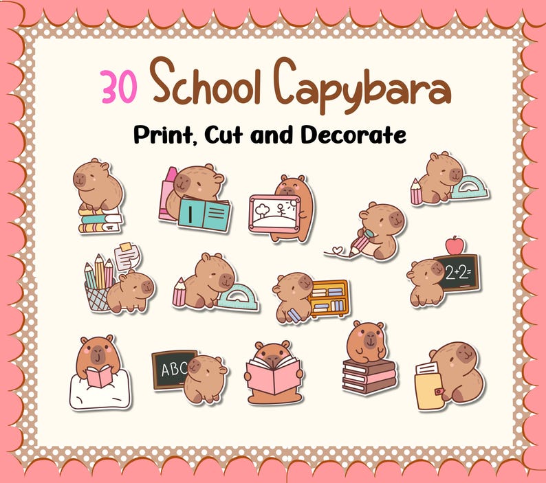 Back to School Bulletin Board, Cute Cacpbara Classroom Door Decor Kit ...