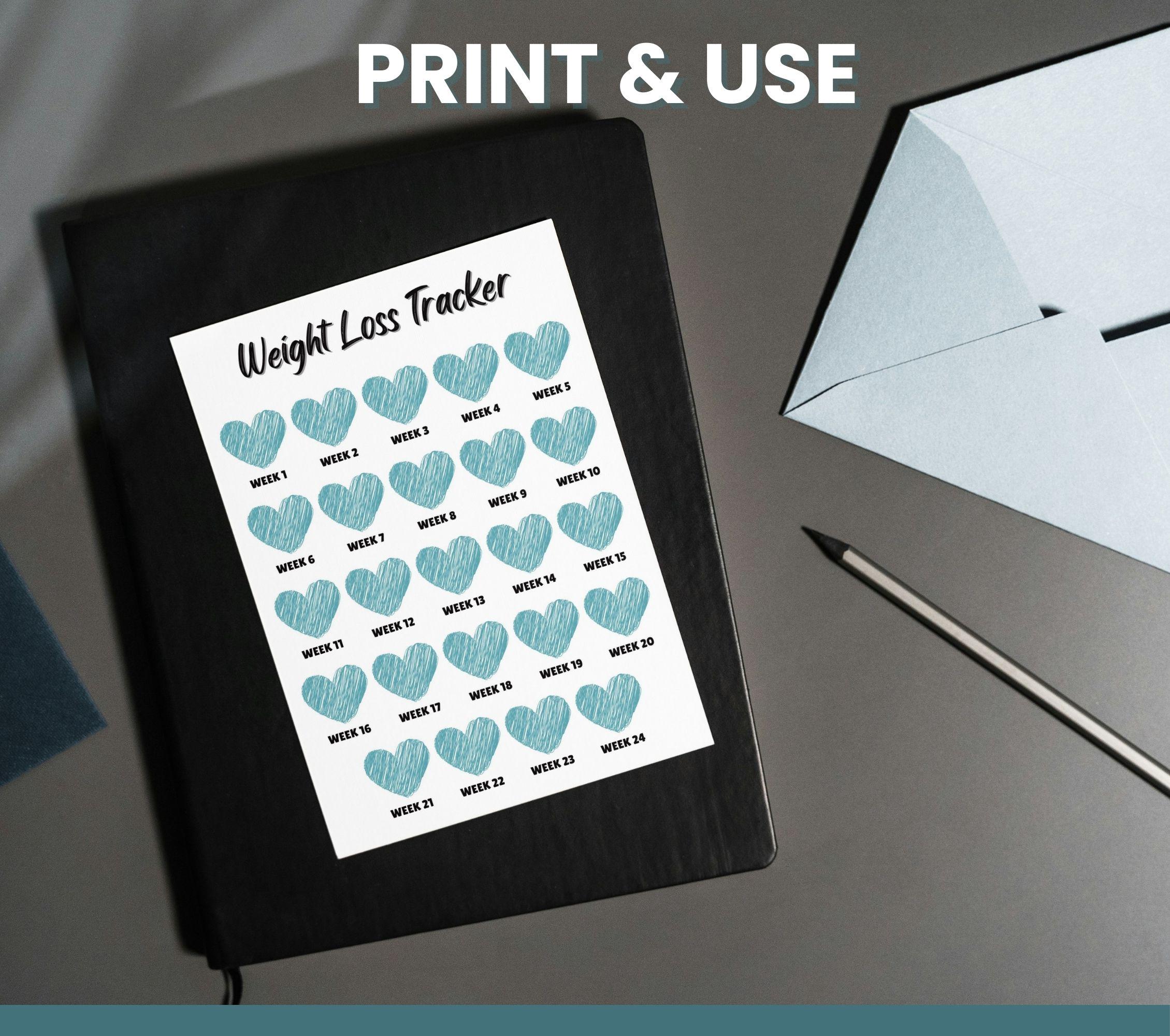 Weight Loss Tracker Printable, Digital Weekly Weightloss Tracker 6 ...