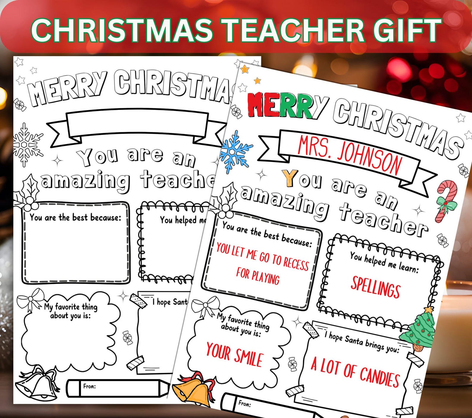 Teacher Christmas Gifts Printable, Teacher Appreciation Gift, Teacher ...