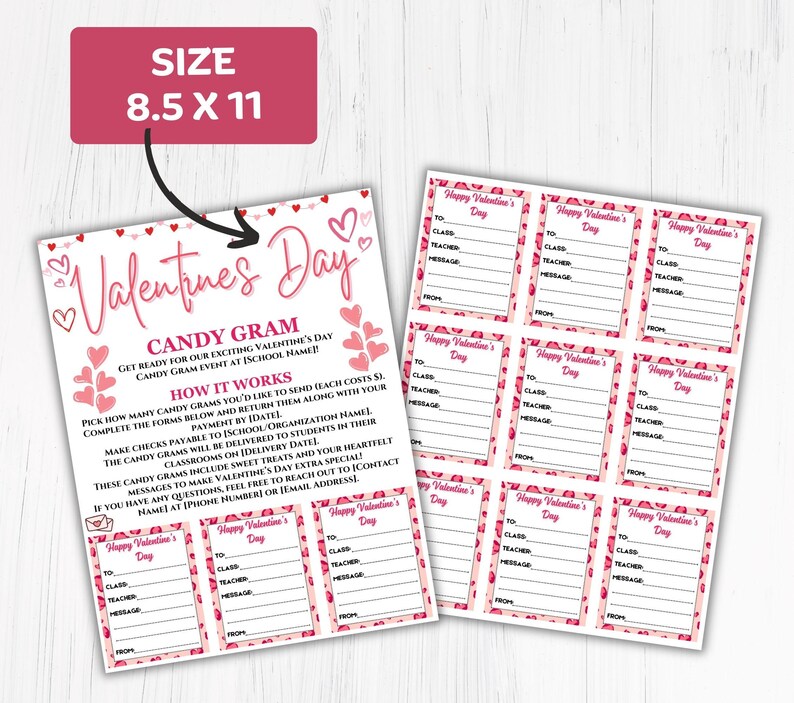 Editable Valentine's Day Candy Gram Fundraiser Flyer Template, Class ...