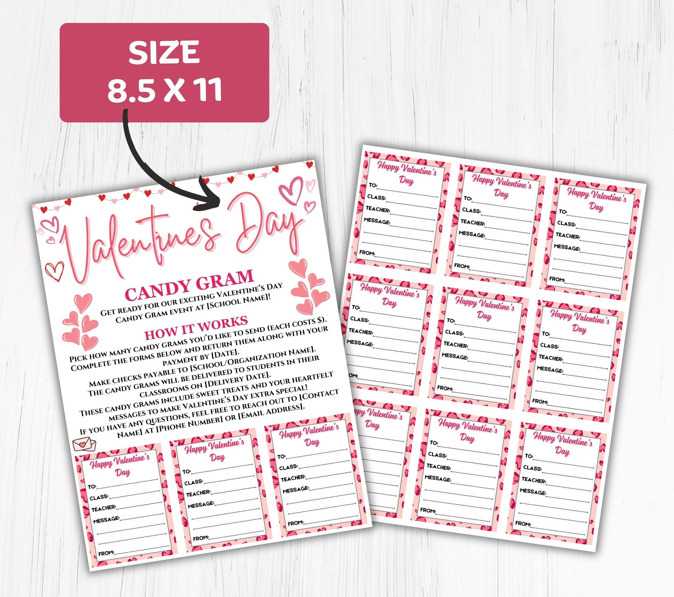 Editable Valentine's Day Candy Gram Fundraiser Flyer Template, Class ...