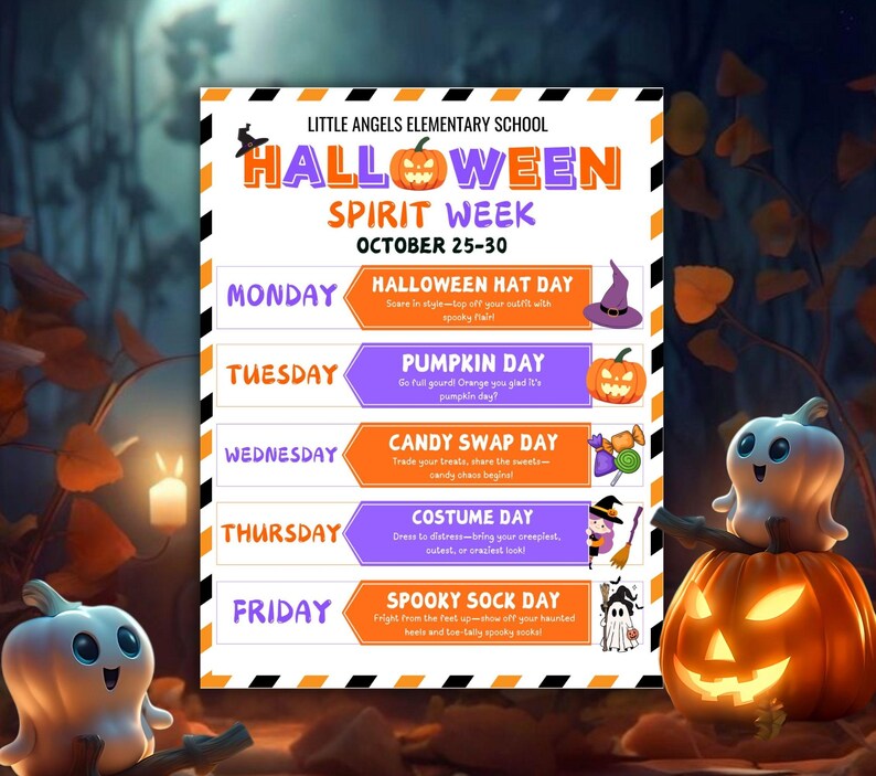 Editable Halloween School Spirit Week Flyer Template, Halloween Themed ...