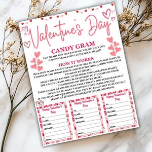 Editable Valentine's Day Candy Gram Fundraiser Flyer Template, Class ...