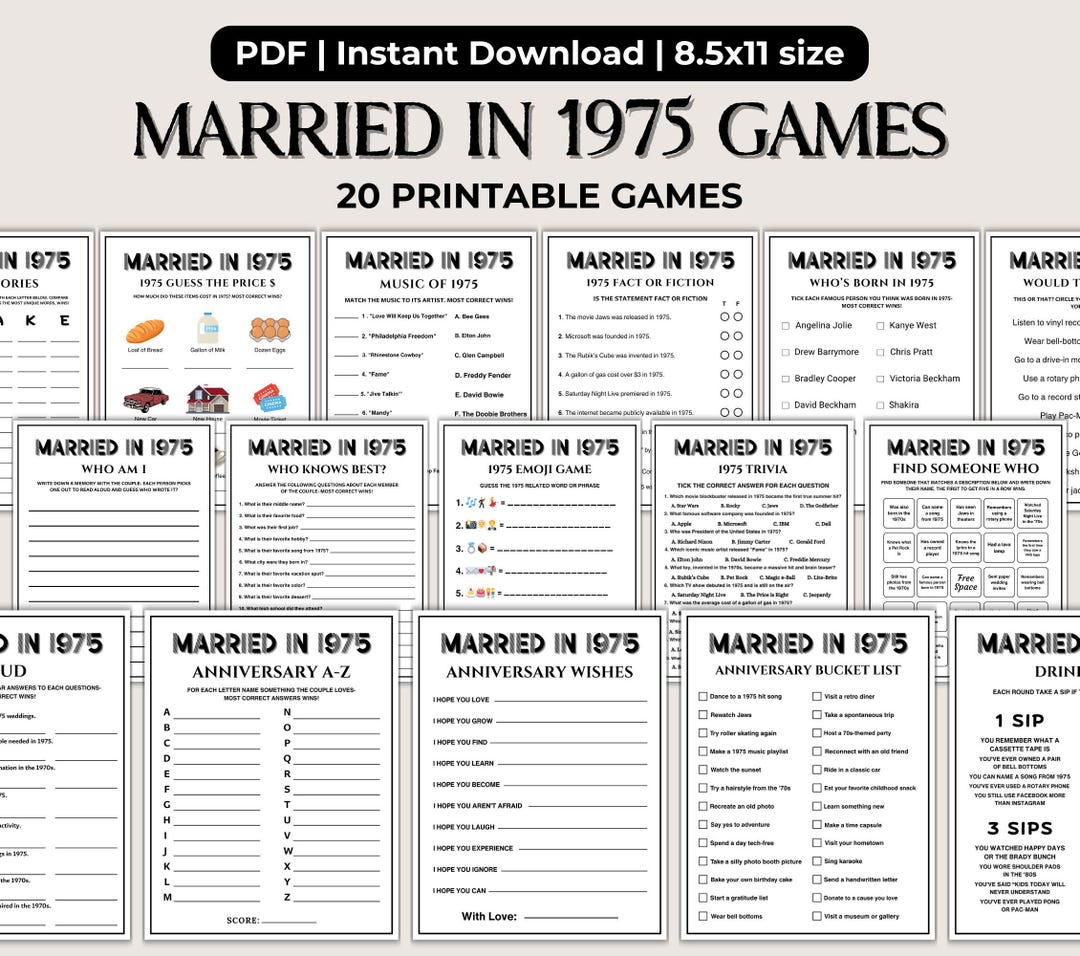 50th Anniversary Printable Games Bundle, Fun 50th Wedding Anniversary ...