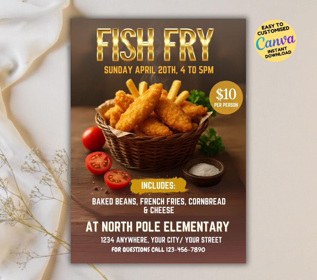 Editable Fish Fry Fundraiser Flyer Template, Fish Fry Fundraiser ...