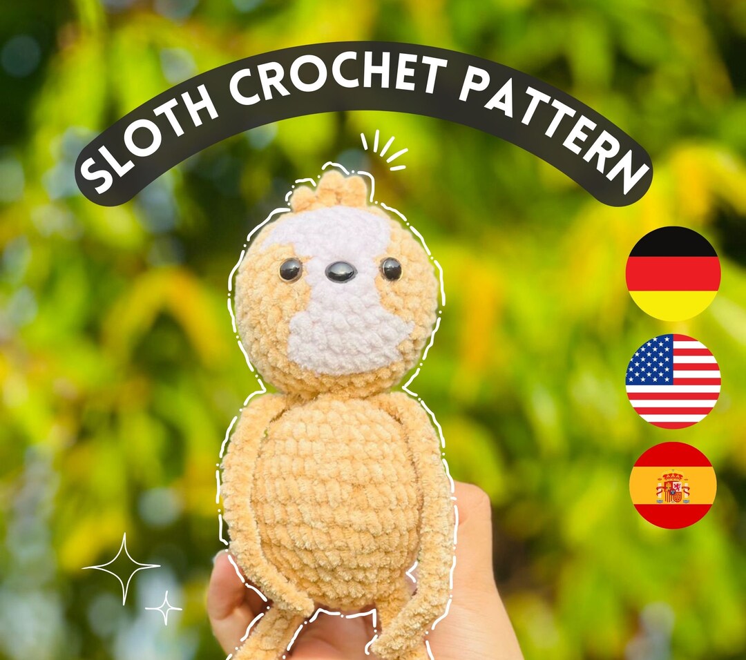 Sloth Crochet Pattern, Amigurumi Low Sew Sloth Tutorial, Amigurumi ...