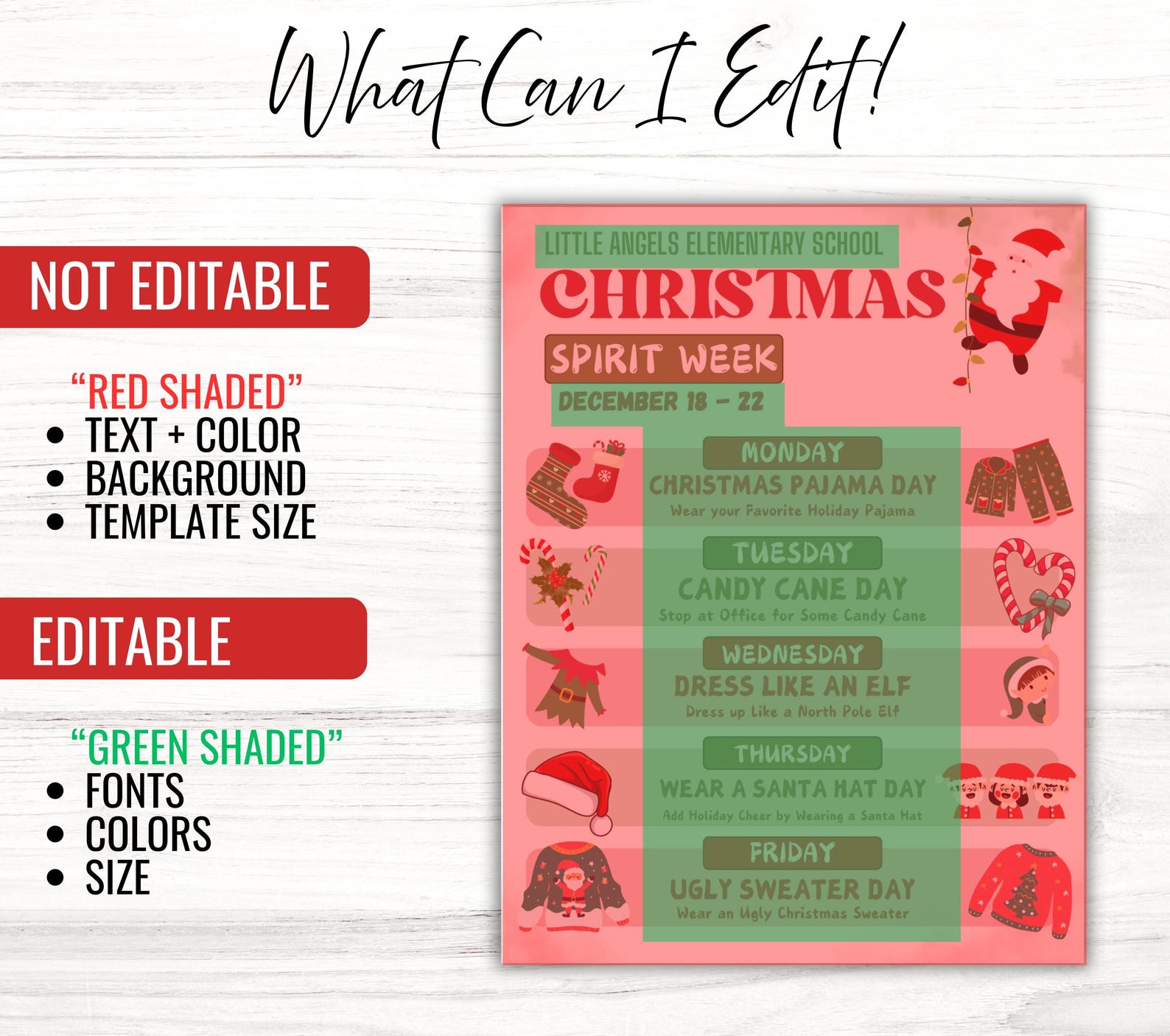 Holiday School Spirit Week Flyer Editable, Winter Spirit Week, December ...