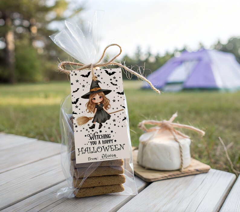 Halloween Witch Favor Tag, Witching You a Happy Halloween Gift Tag ...