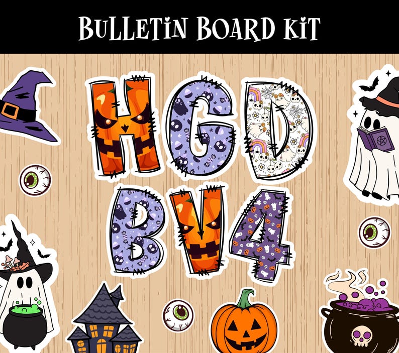 Halloween Bulletin Board Kit, Cutesy Halloween Decor, Bulletin Board ...
