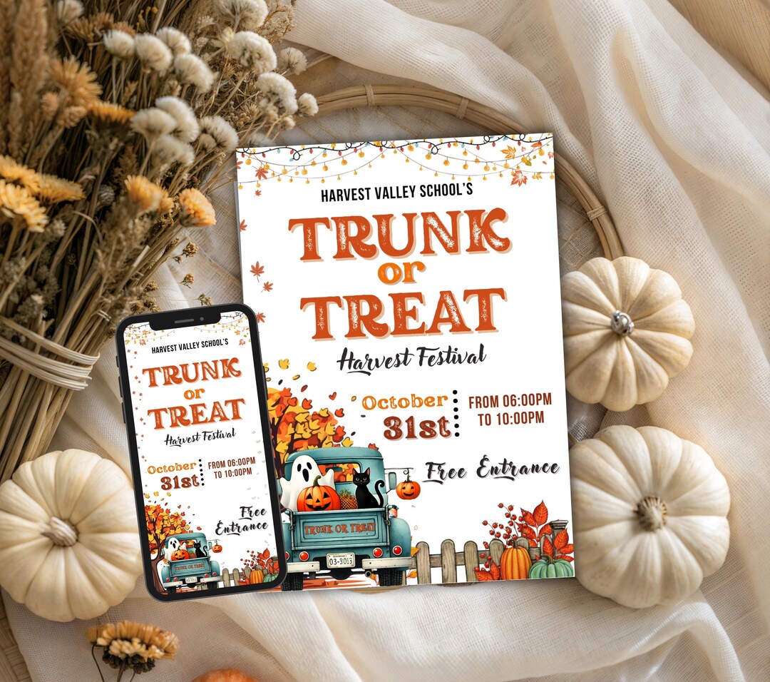Trunk or Treat Invitation Template, Trunk or Treat Templates for School ...