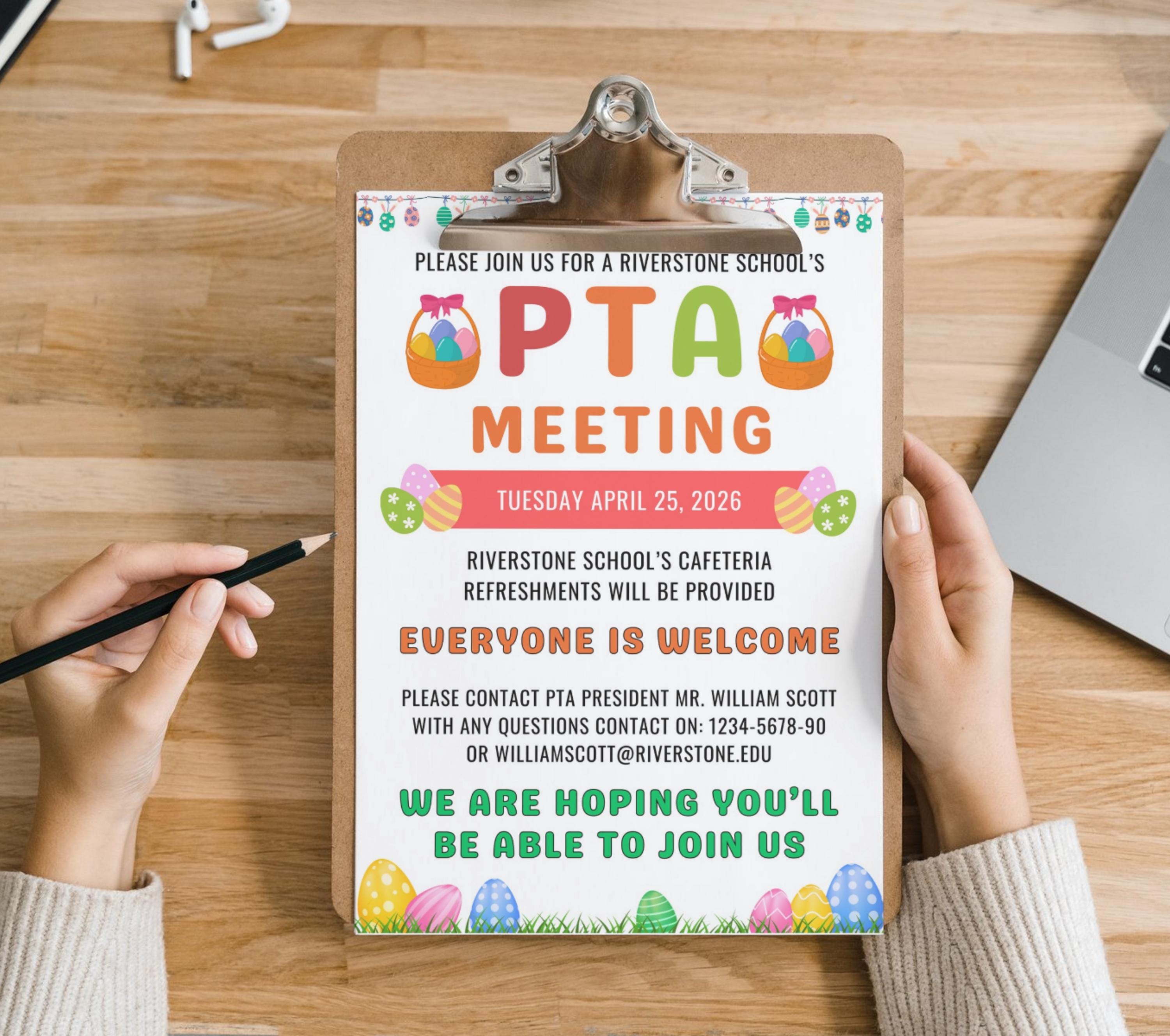 Editable March PTA Meeting Flyer, School Recruitment, St Patrick ...