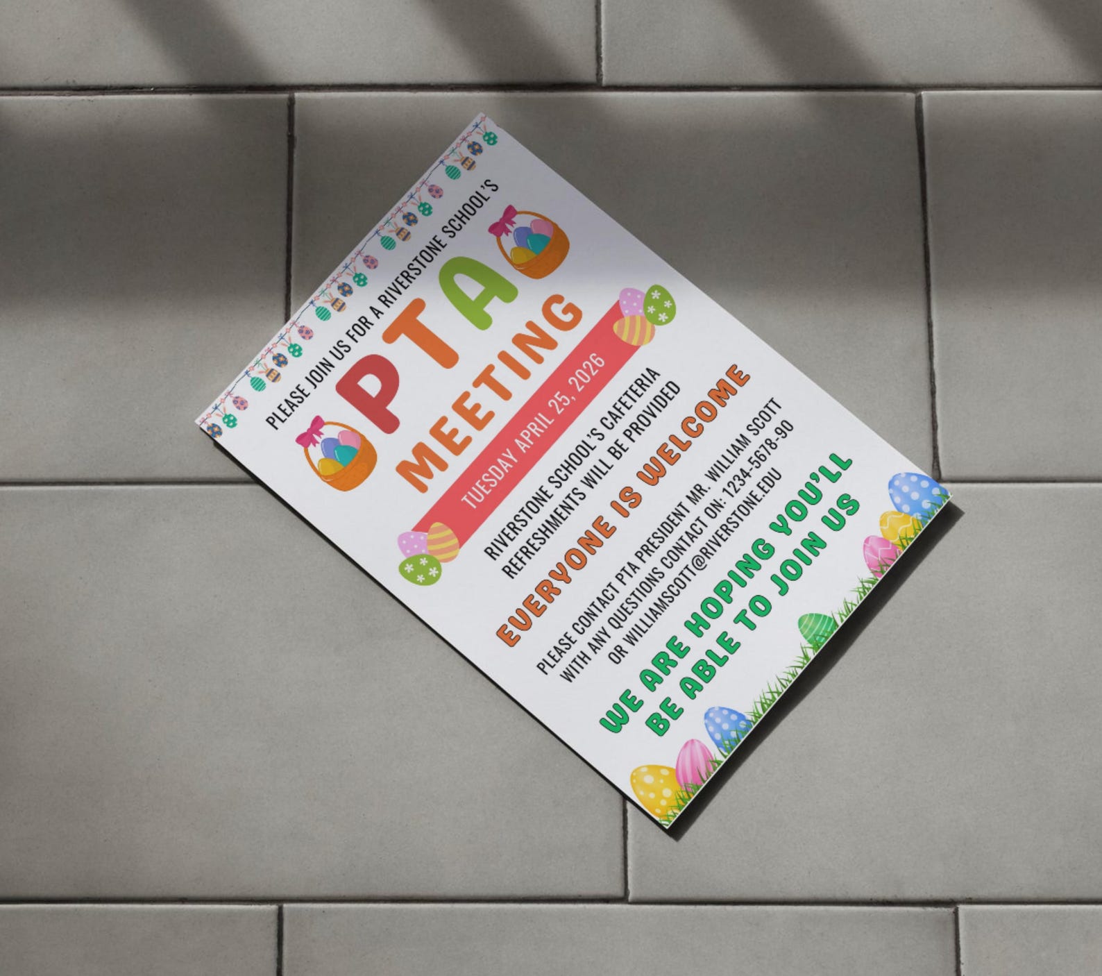 Editable March PTA Meeting Flyer, School Recruitment, St Patrick ...