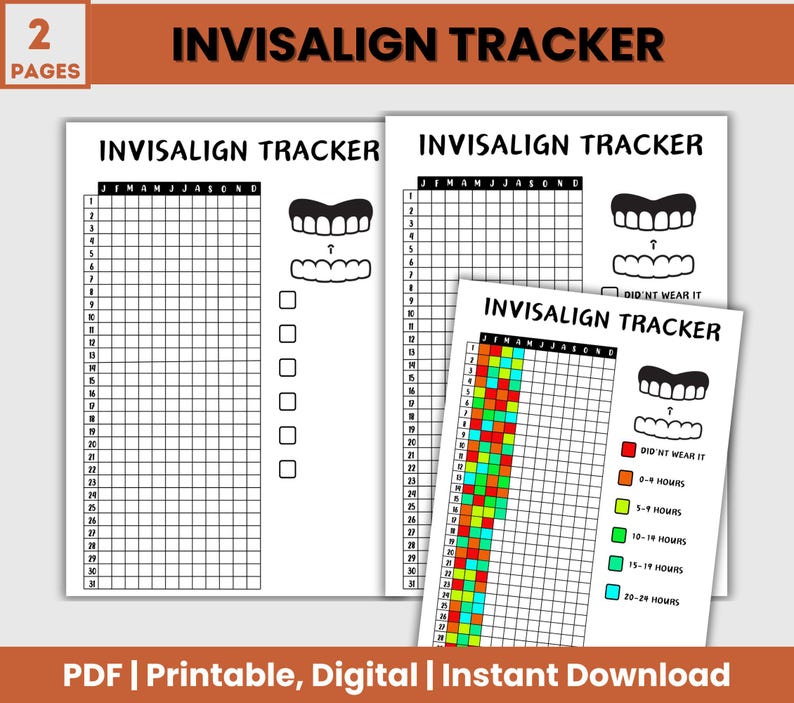 Invisalign Tracker PRINTABLE, Track Invisalign, Dental Tracker, Dental ...