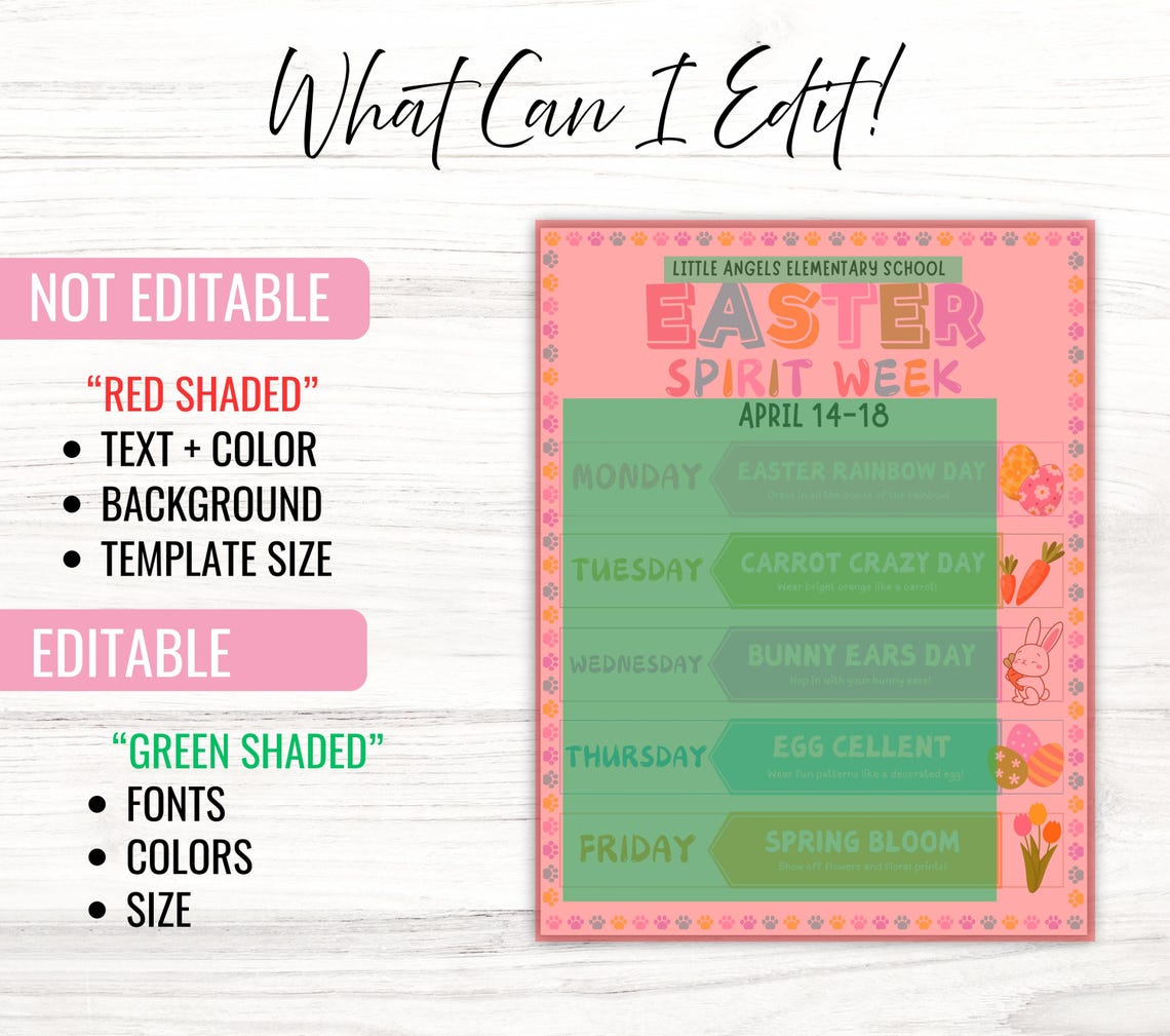 Editable Easter School Spirit Week Flyer Template, Easter Themed School ...