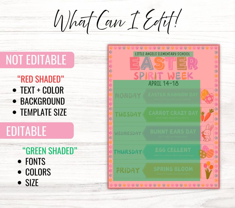 Editable Easter School Spirit Week Flyer Template, Easter Themed School ...