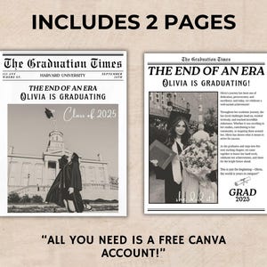Graduation Newspaper Template Editable, Newspaper Graduate, Large ...