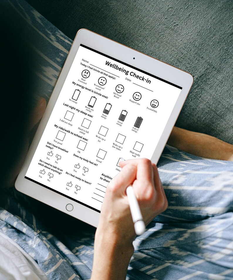 Student Wellness Check-in Printable, Daily Student Check-in, Wellbeing ...