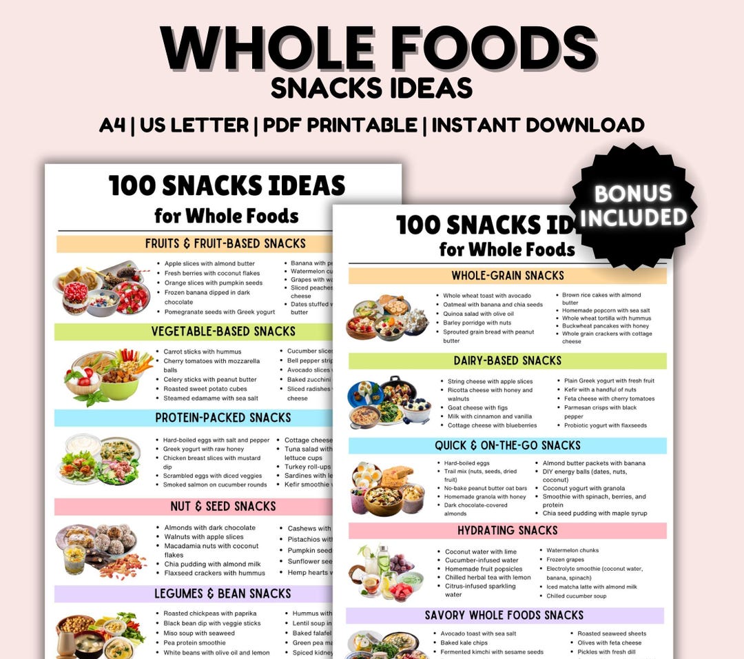 100 Whole Food Healthy Snack Ideas List, Whole Foods Snacks, Whole Food ...