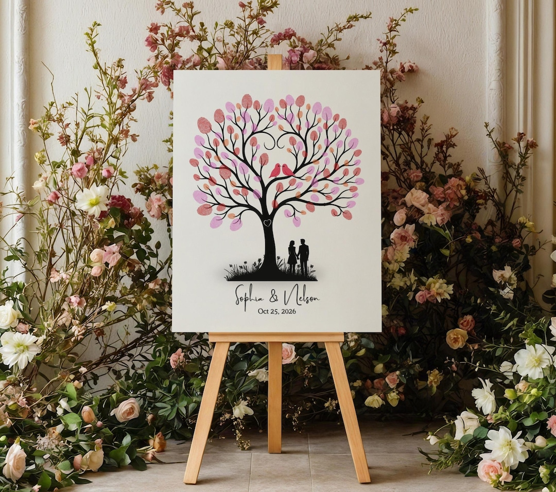 Editable Fingerprint Tree Wedding Decoration Template, Personalized ...