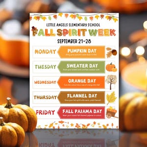 Editable Fall Autum School Spirit Week Flyer Template, Fall Themed ...