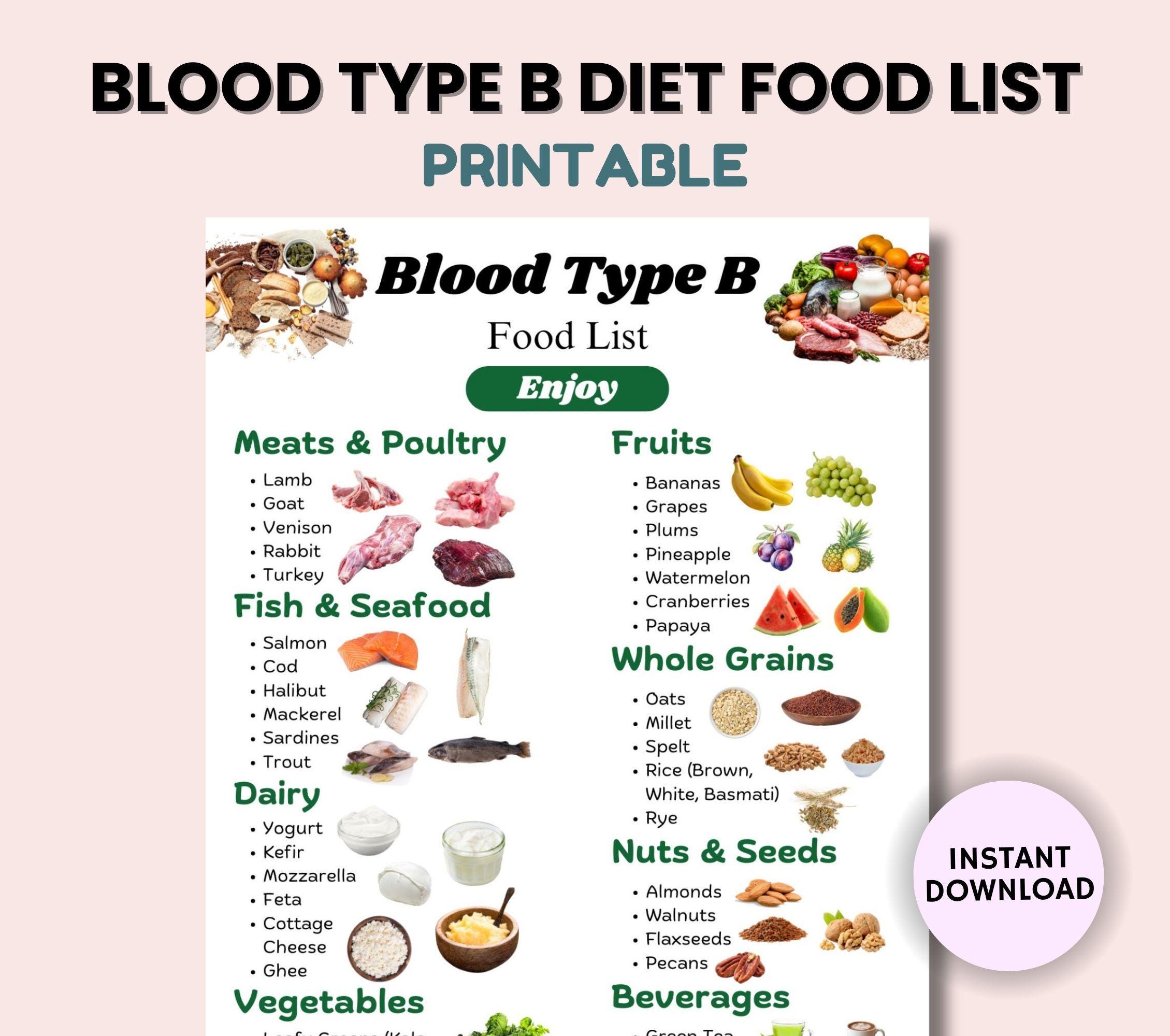 Blood Type B Diet Food List, Blood Group B Food Guide, Blood Group B ...
