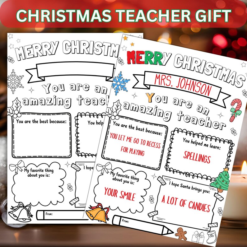 Teacher Christmas Gifts Printable, Teacher Appreciation Gift, Teacher ...