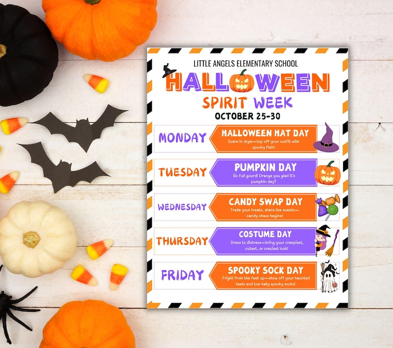 Editable Halloween School Spirit Week Flyer Template, Halloween Themed ...