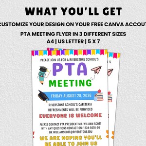 Editable August PTA Meeting Flyer, School Recruitment, Back to School ...