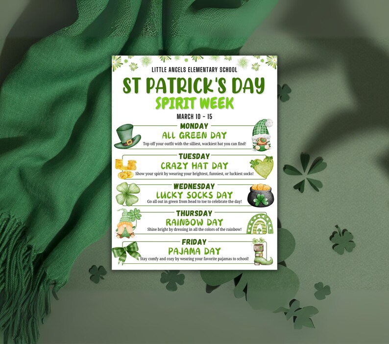 Seasonal School Spirit Week Flyer Bundle, PTA Schedule, Editable ...