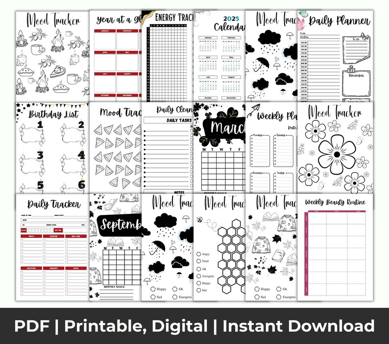Paquete imprimible de Bullet Journal 2025, imprimibles de Bullet ...